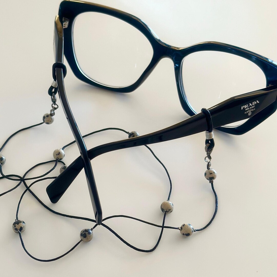 Simple Eyeglass Chain Dalmatian Jasper Eyeglasses Necklace Soft Glasses ...