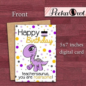 Digital Instant Download Funny Teacher Birthday Cards Happy - Etsy
