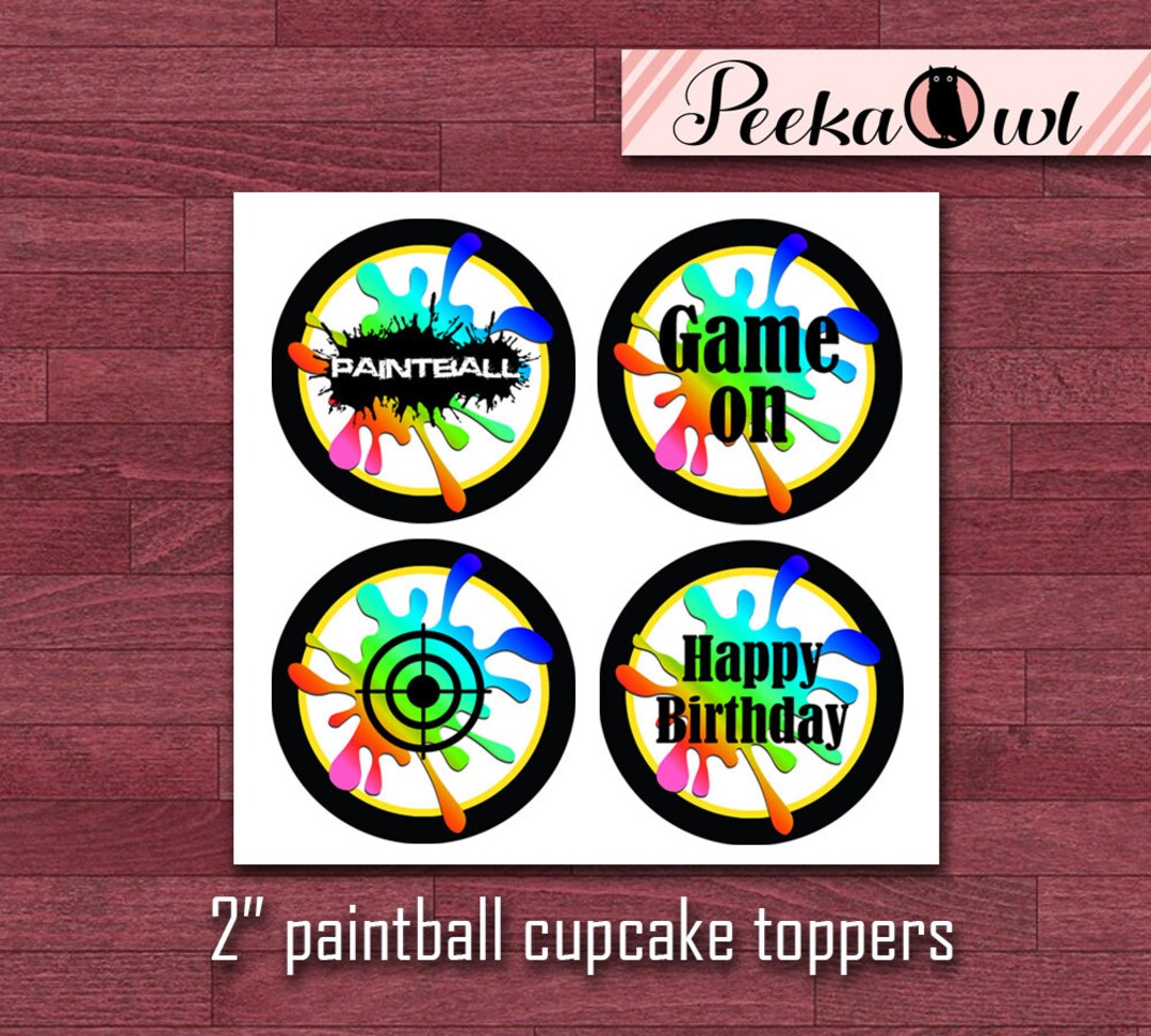 Instant Download Paintball Cupcake Toppers Printable Paintball Birthday ...