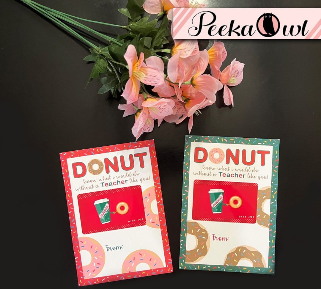Digital Instant Download Donut Gift Card Holder for Teacher ...