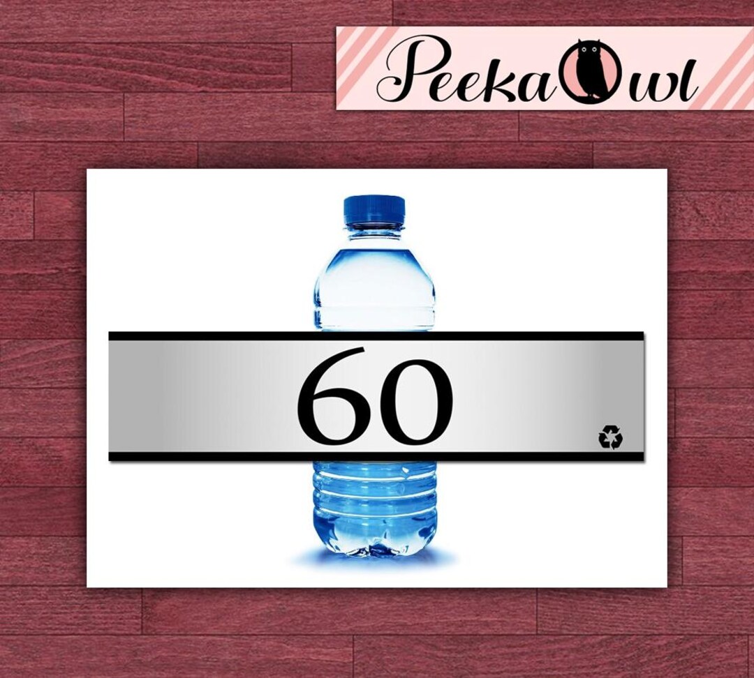 60th Birthday Water Bottle Labels Kiss 60th Birthday Labels Sixty and ...