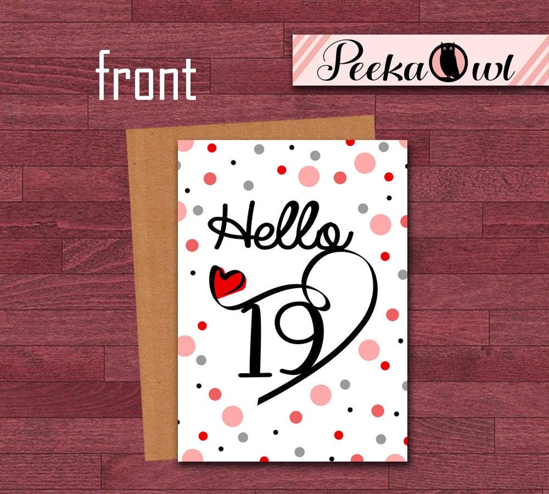 Instant Download 19th Birthday Card Hello 19 Birthday Card for Girls ...