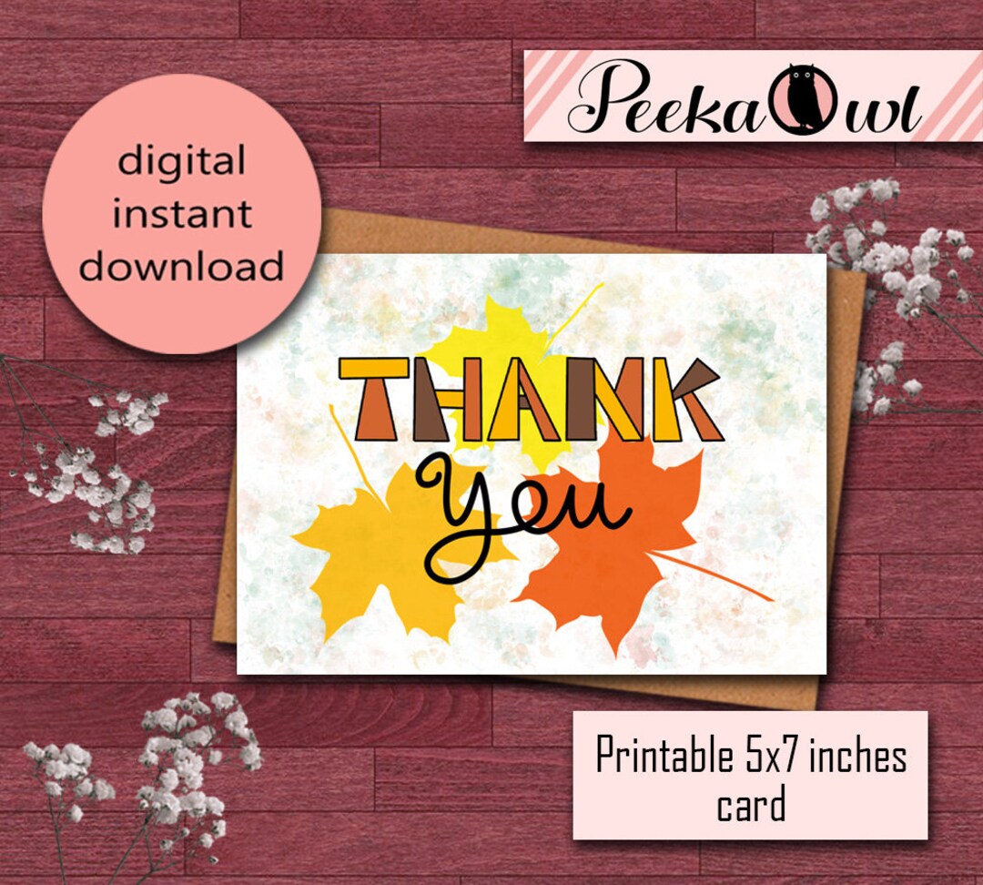 Thank You Cards Printable Thank You Card Fall Thank You Cards Digital ...