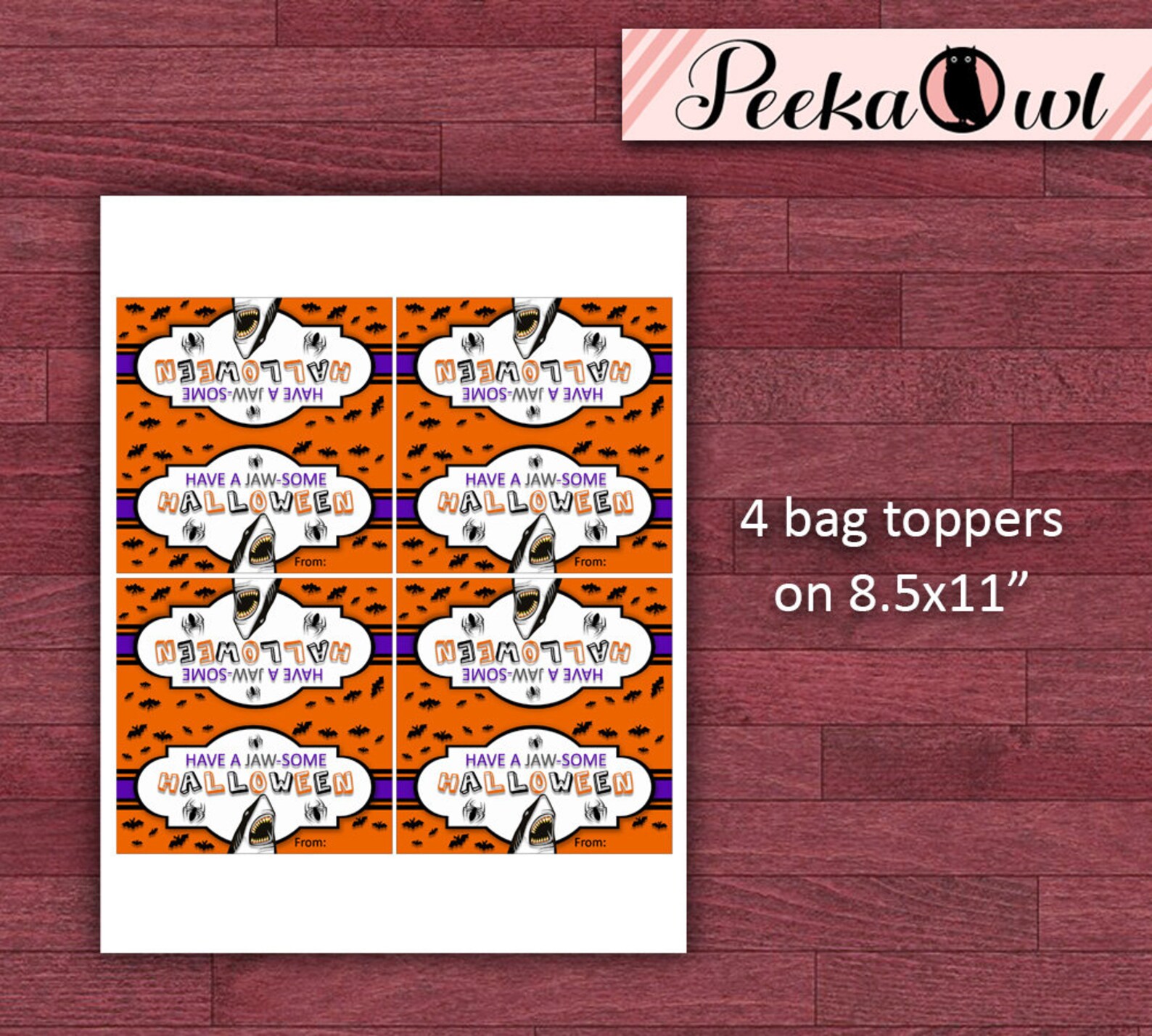 Digital Instant Download Halloween Bag Toppers Favor/treat - Etsy