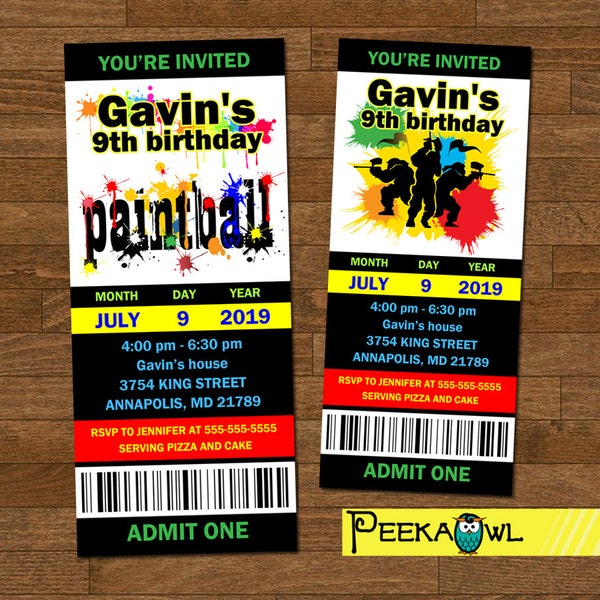 Printable Paintball Party Invitation - Etsy