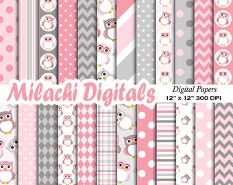 Pink and Gray Owl | Etsy