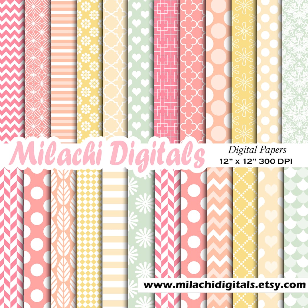 Hello Spring Digital Paper, Scrapbook Paper, Seamless Backgrounds ...