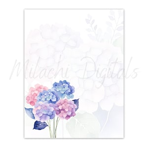 Hydrangea Stationery Printable, Journal, Letter Writing, Office Notepad ...