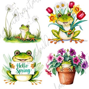Spring Frog Clipart Set | 16 Individual High-quality PNG Images | Cute ...