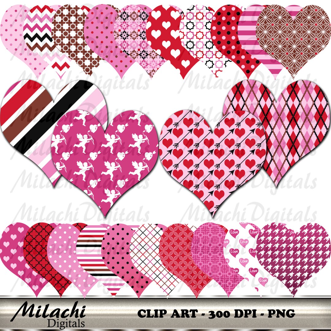 Valentine's Day Hearts Clip Art Digital Clipart Commercial Use ...