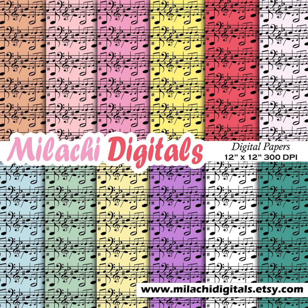 Music Sheet Digital Paper, Music Paper, Scrapbook Paper, Music Notes ...