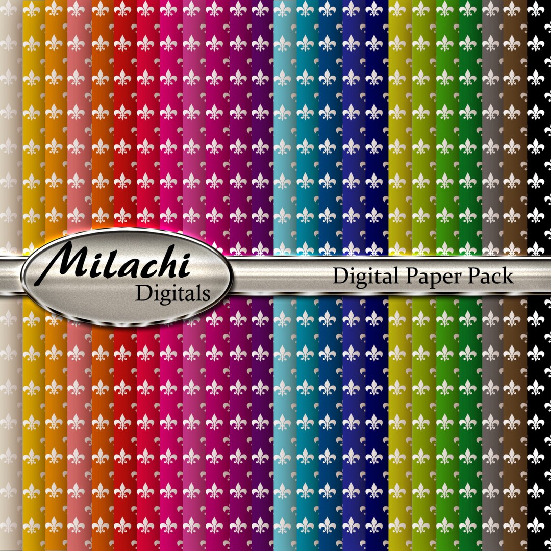 Rainbow Fleur De Lis Digital Paper Pack - Commercial Use - Instant ...