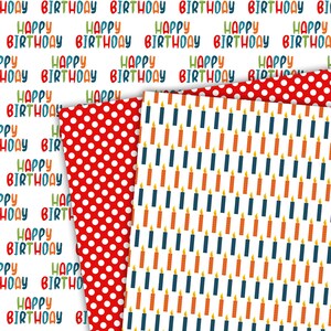 Happy Birthday Digital Paper Birthday Scrapbook Paper Candle Background ...