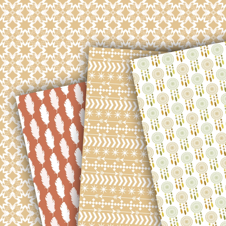 Bohemian Digital Paper Boho Baby Shower Scrapbook Papers - Etsy