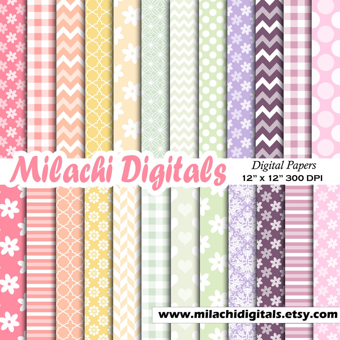 Spring Digital Paper, Seamless Backgrounds, Cherry Blossom Scrapbook ...