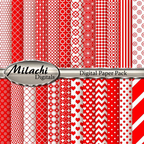 Teal and Red Digital Paper Scrapbook Papers Background - Etsy