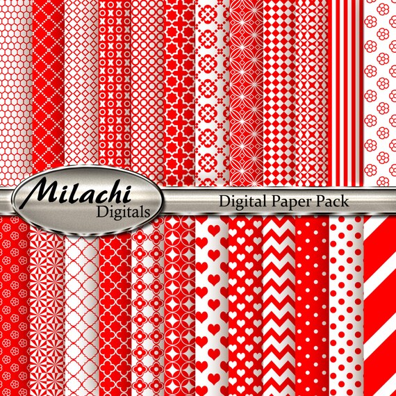 Red Digital Paper Pack Scrapbook Papers Commercial Use | Etsy