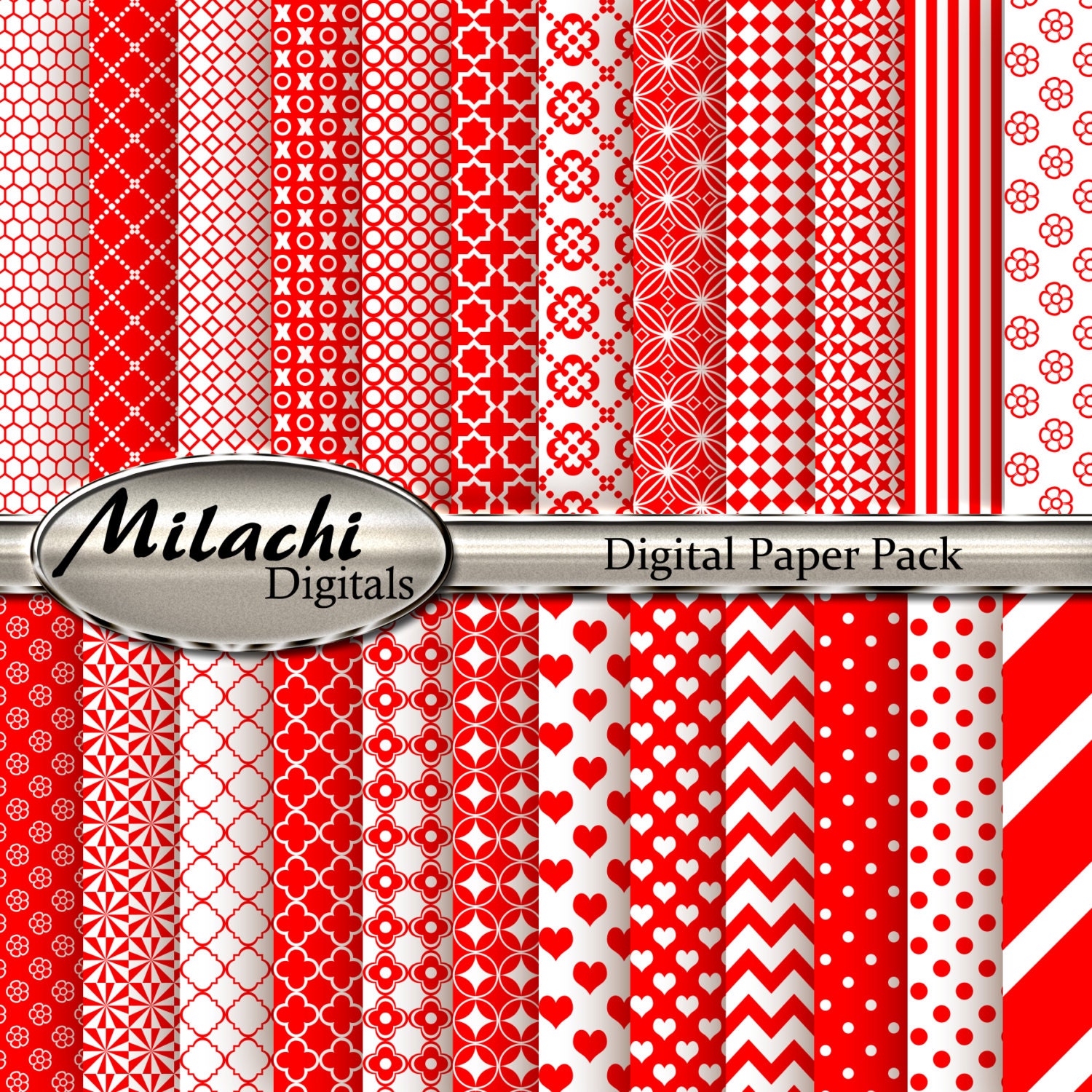 Red Digital Paper Pack Scrapbook Papers Commercial Use | Etsy