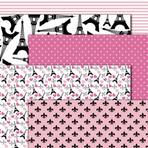 Paris Digital Paper, Eiffel Tower Scrapbook Papers, French Wallpaper ...
