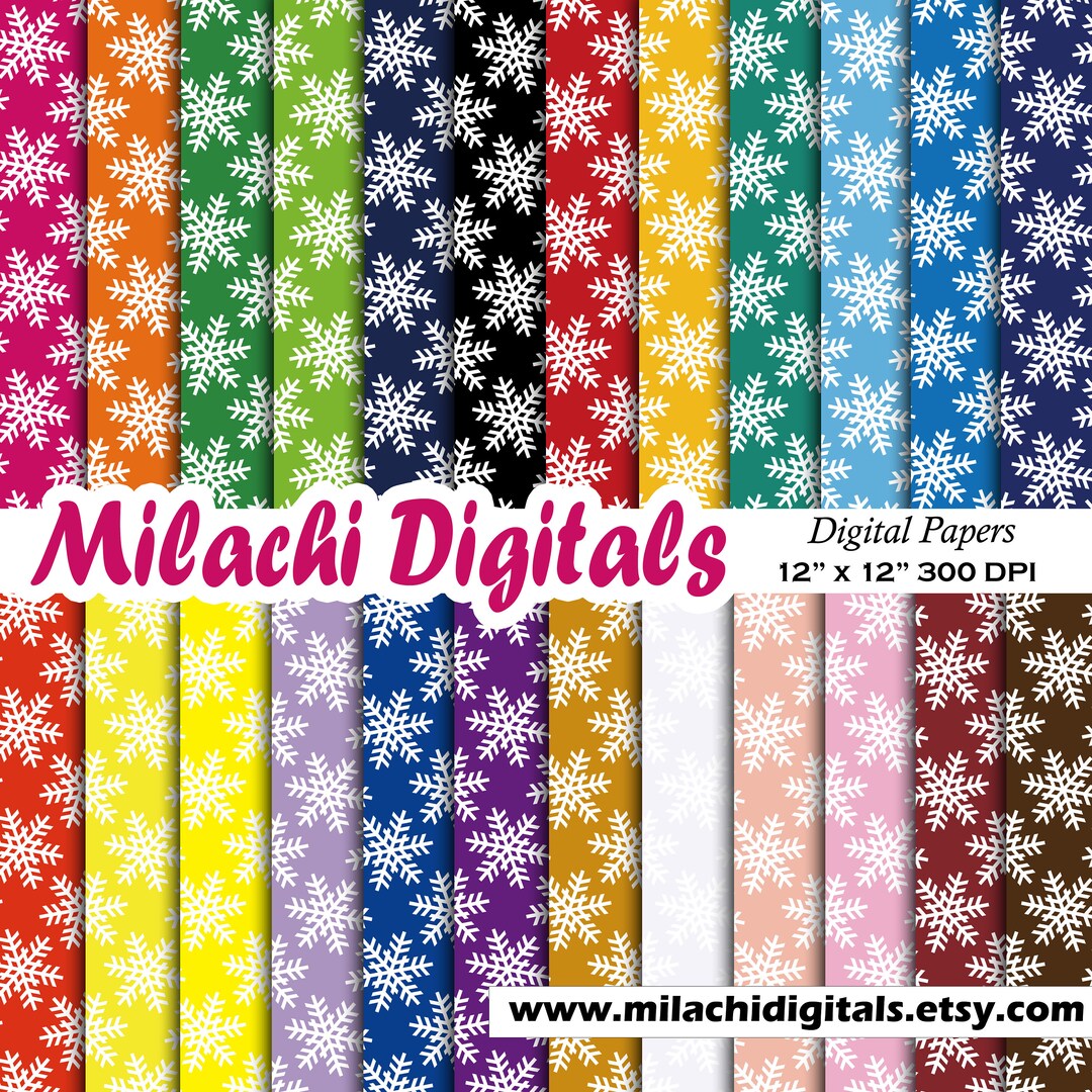Snowflake Digital Paper Pack, Christmas Scrapbook Papers, Seamless ...