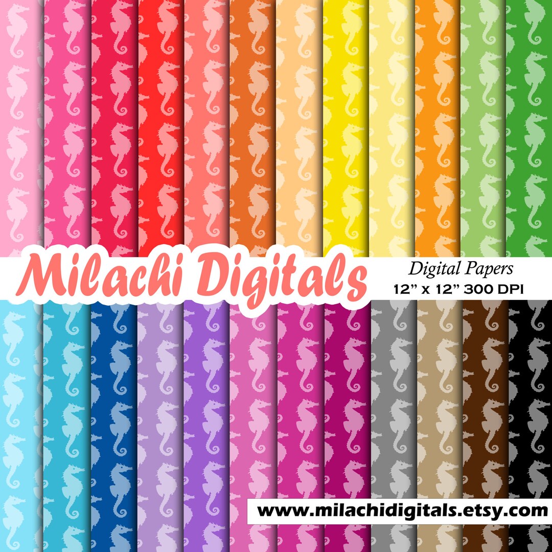 Seahorse Digital Paper, Sail Scrapbook Papers, Beach Wallpaper ...