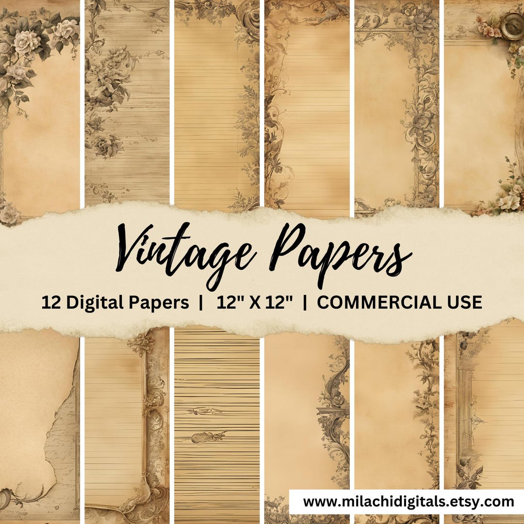 Vintage Papers Digital Paper, Old Paper Backgrounds, Junk Journal ...