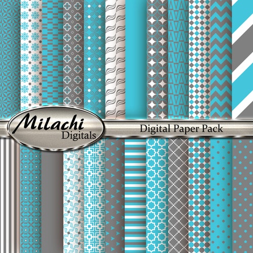 Coral Ecru Teal Digital Paper Pack Scrapbook Papers - Etsy