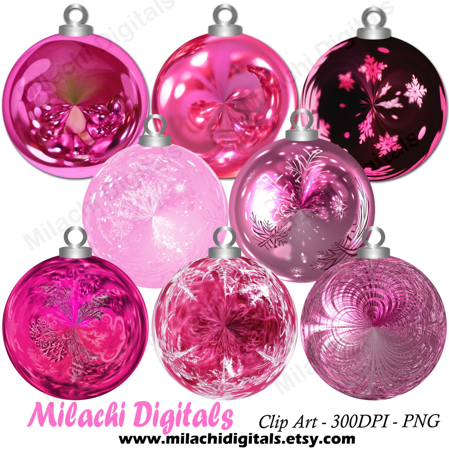 Pink Christmas Ornament Clip Art