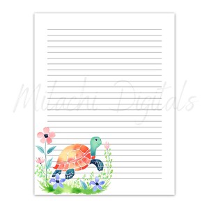 Turtle Stationery Printable, Journal Paper, Letter Writing Paper ...