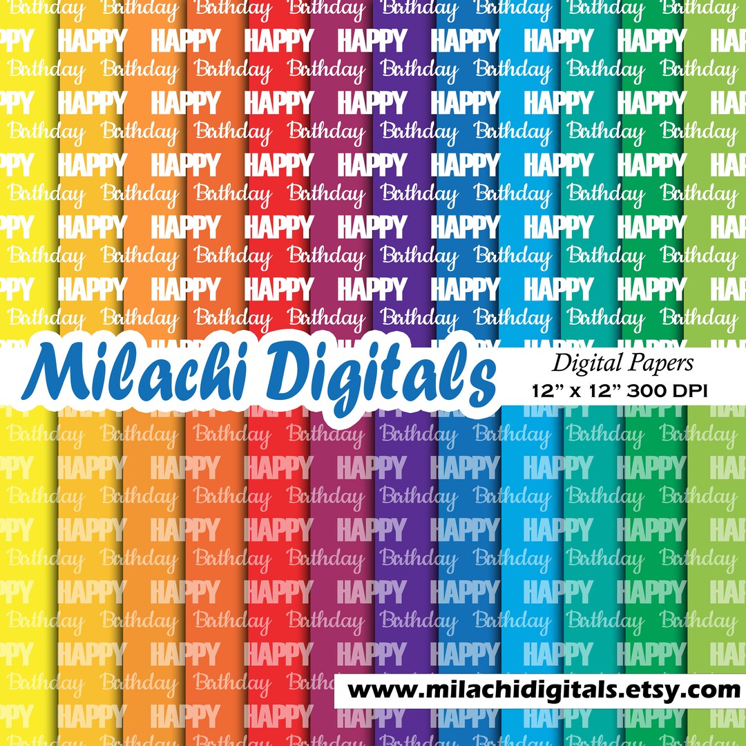 Happy Birthday Digital Paper Birthday Scrapbook Paper Background ...
