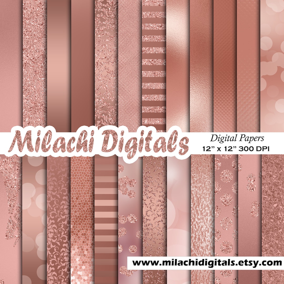 Luxury Rose Gold Digital Paper Printable Scrapbook Paper Bokeh Rose ...