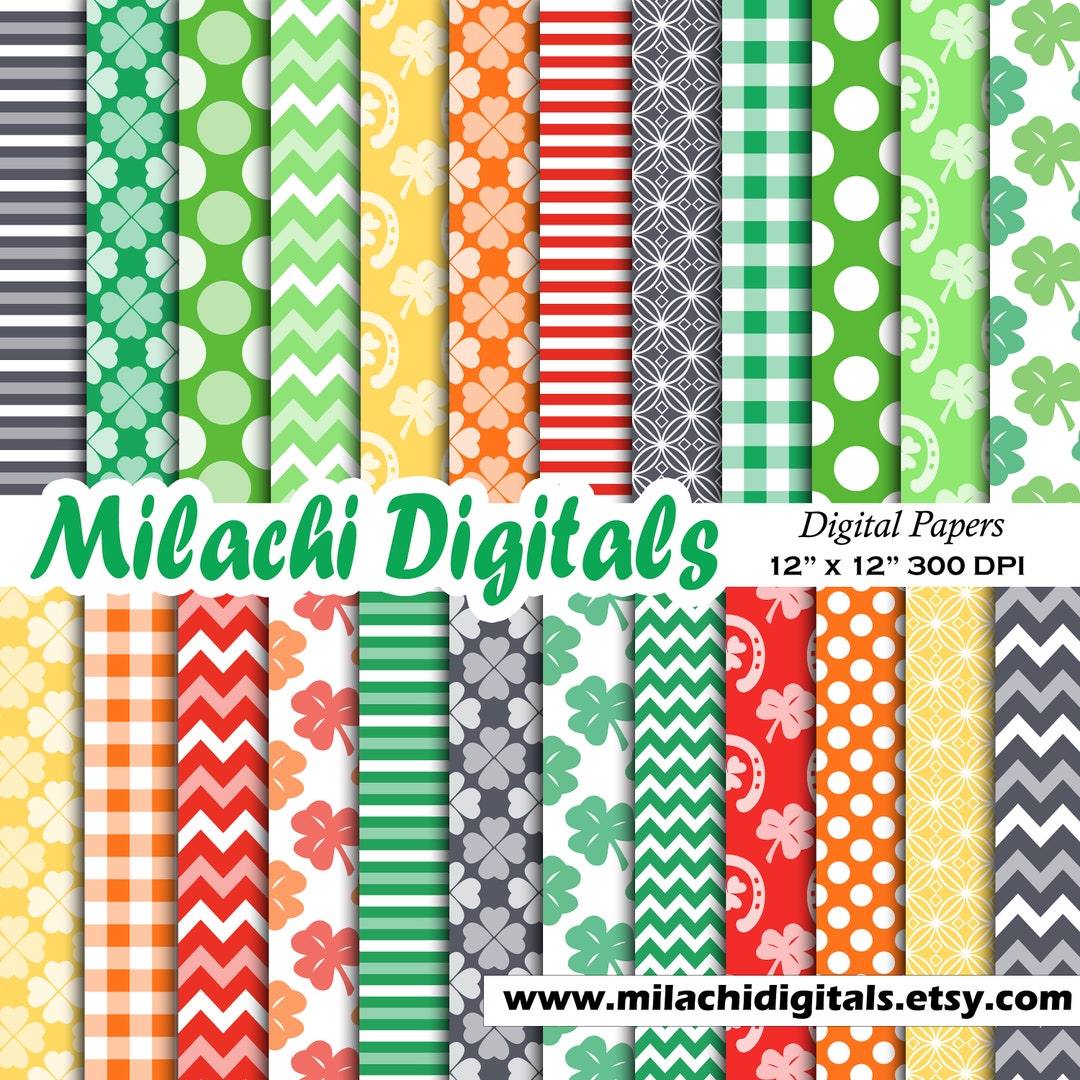 St. Patrick's Day Digital Paper, Seamless Backgrounds, Scrapbook Papers ...