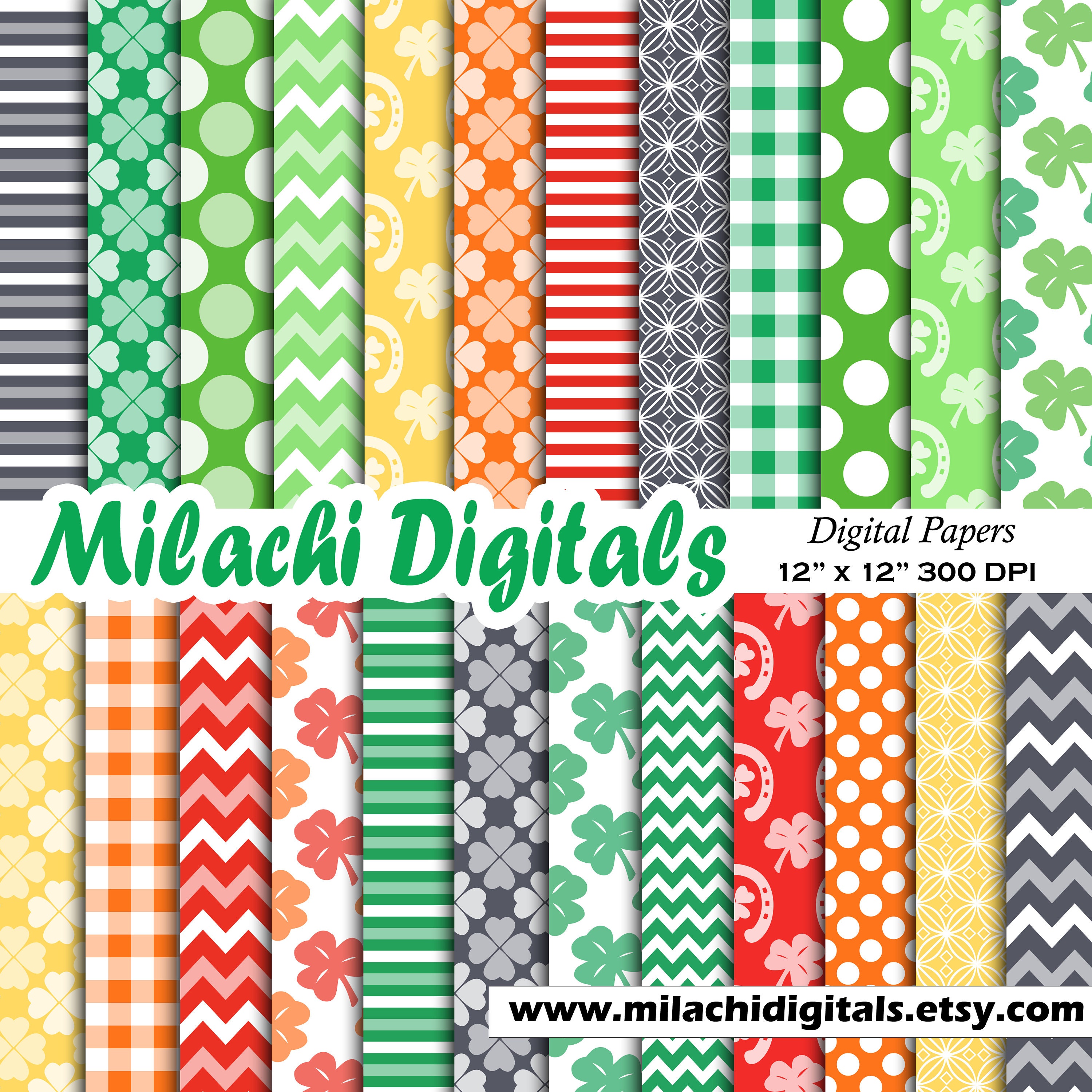 St. Patrick's Day Digital Paper, Seamless Backgrounds, Scrapbook Papers ...