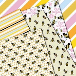 Bumble Bee Digital Paper, Honey Scrapbook Papers, Hive Wallpaper ...