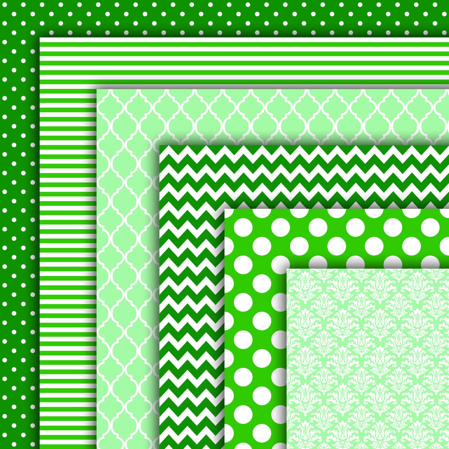 Green Digital Paper Scrapbook Papers Background Polka Dots | Etsy