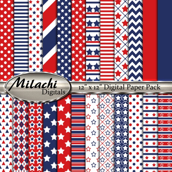 4th of July Stars and Stripes Digital Paper Pack 12 X - Etsy