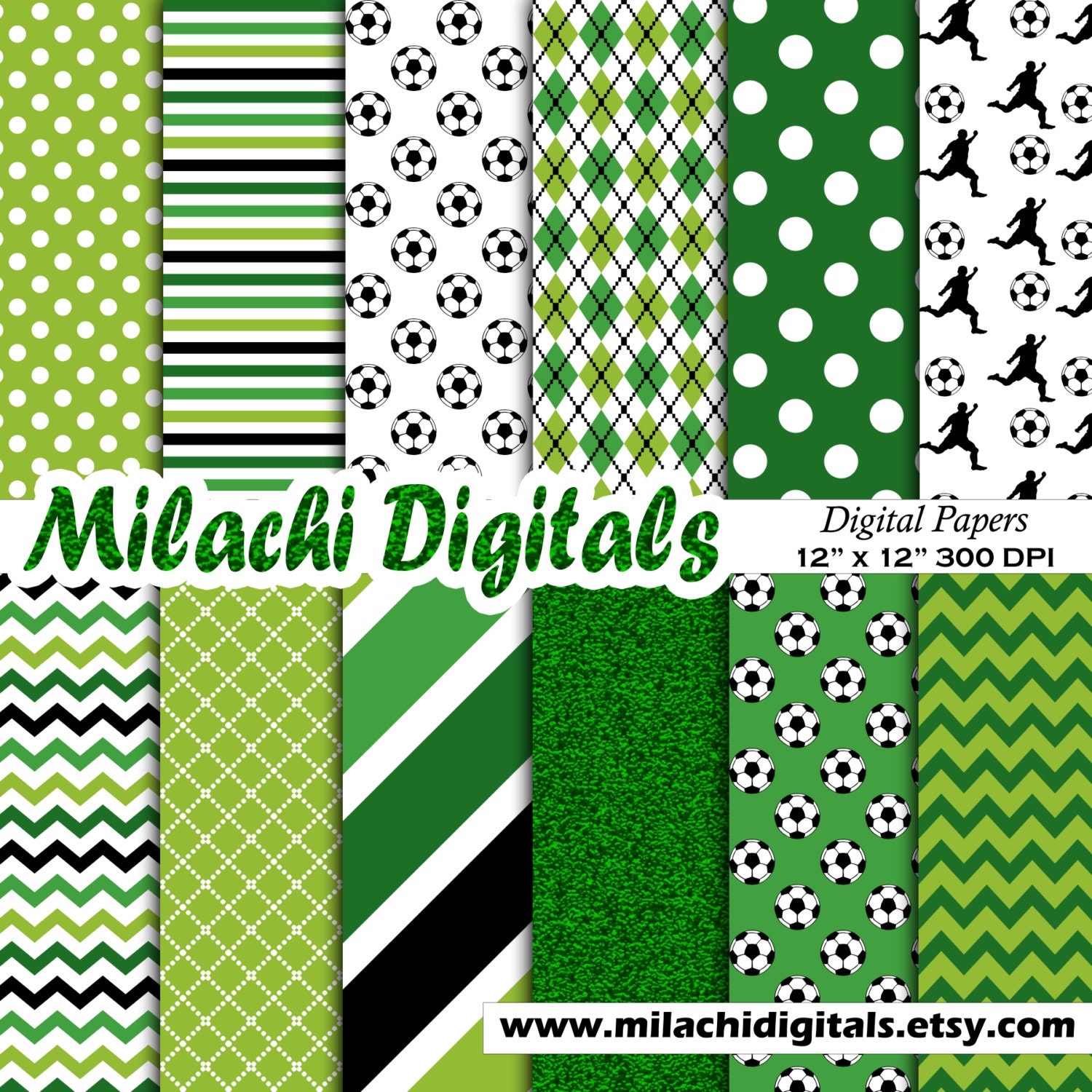 Soccer Digital Paper Pack Background Wallpaper Polka Dots | Etsy
