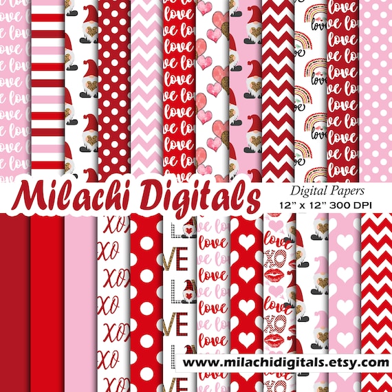 Valentine Digital Paper Valentine's Day Scrapbook Papers - Etsy