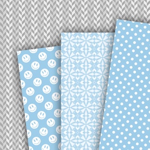 Light Blue and Gray Digital Paper Pack, Scrapbook Papers, Seamless ...