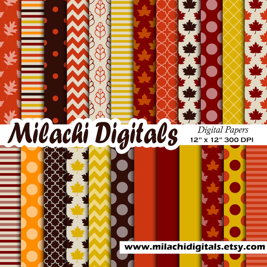 Fall Digital Paper Thanksgiving Scrapbook Papers Leaf Wallpaper Autumn ...