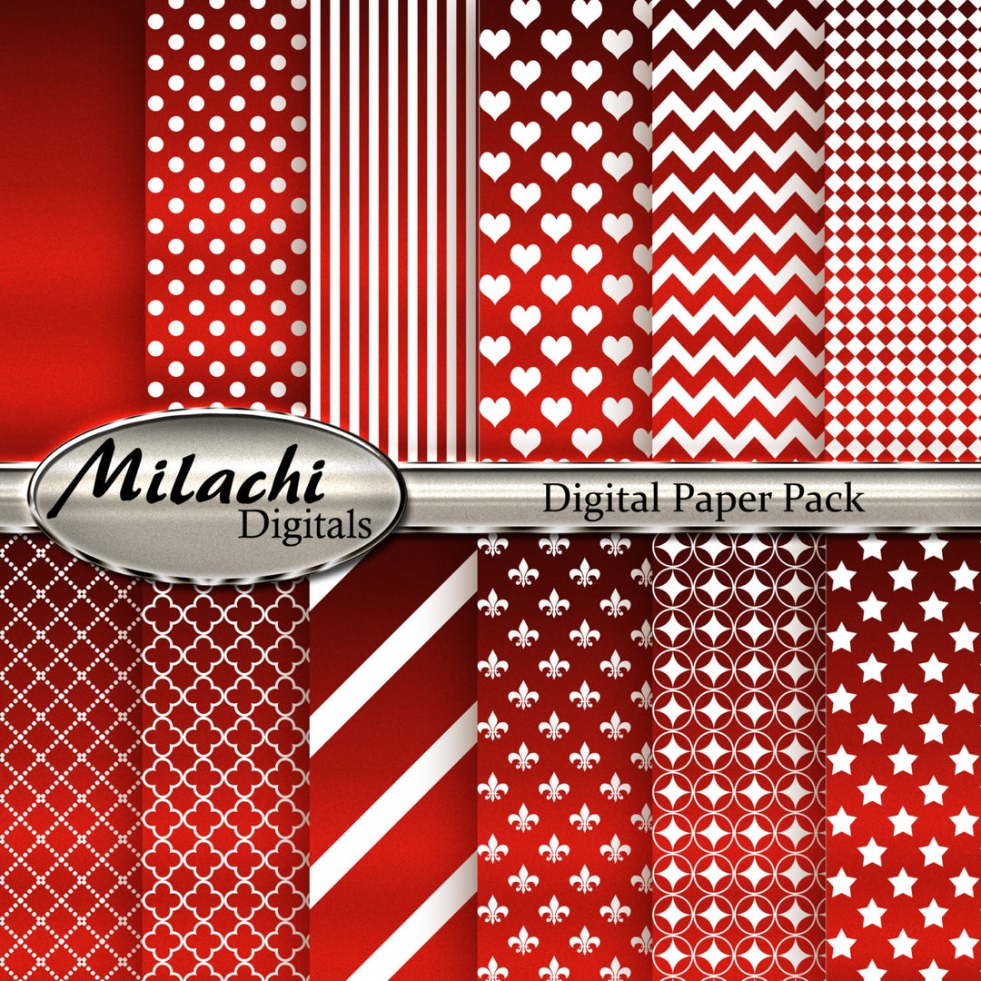 Metallic Ruby Red Digital Paper Pack - Commercial Use - Instant ...