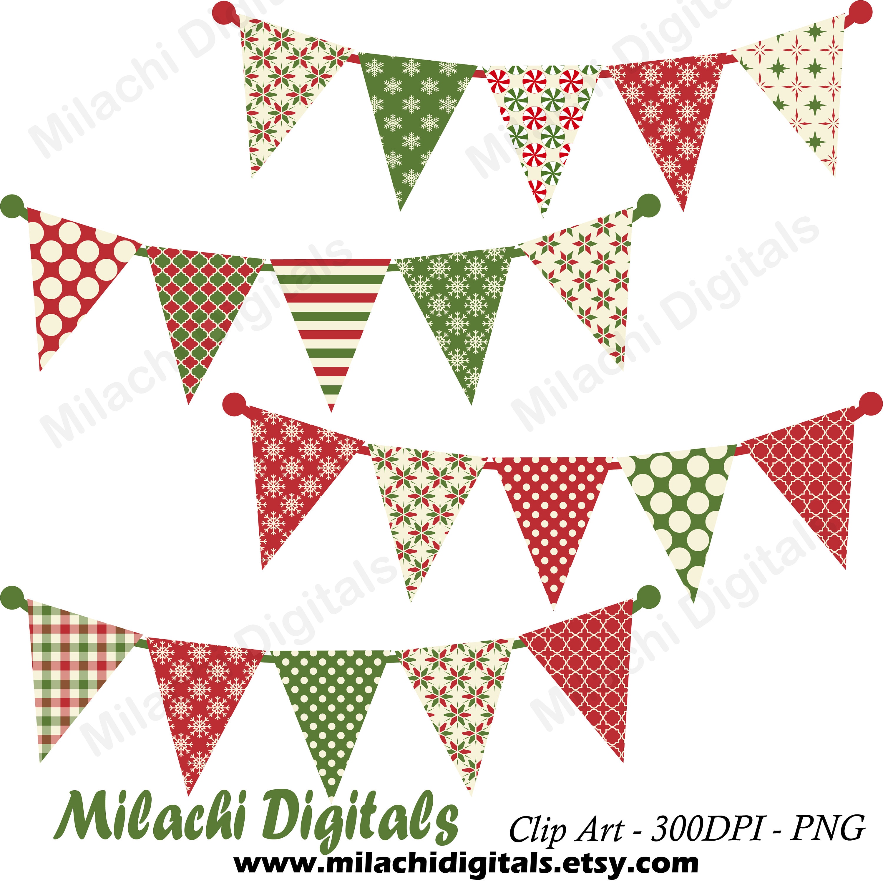 Christmas Bunting Banner Clipart Scrapbooking Card Making - Etsy