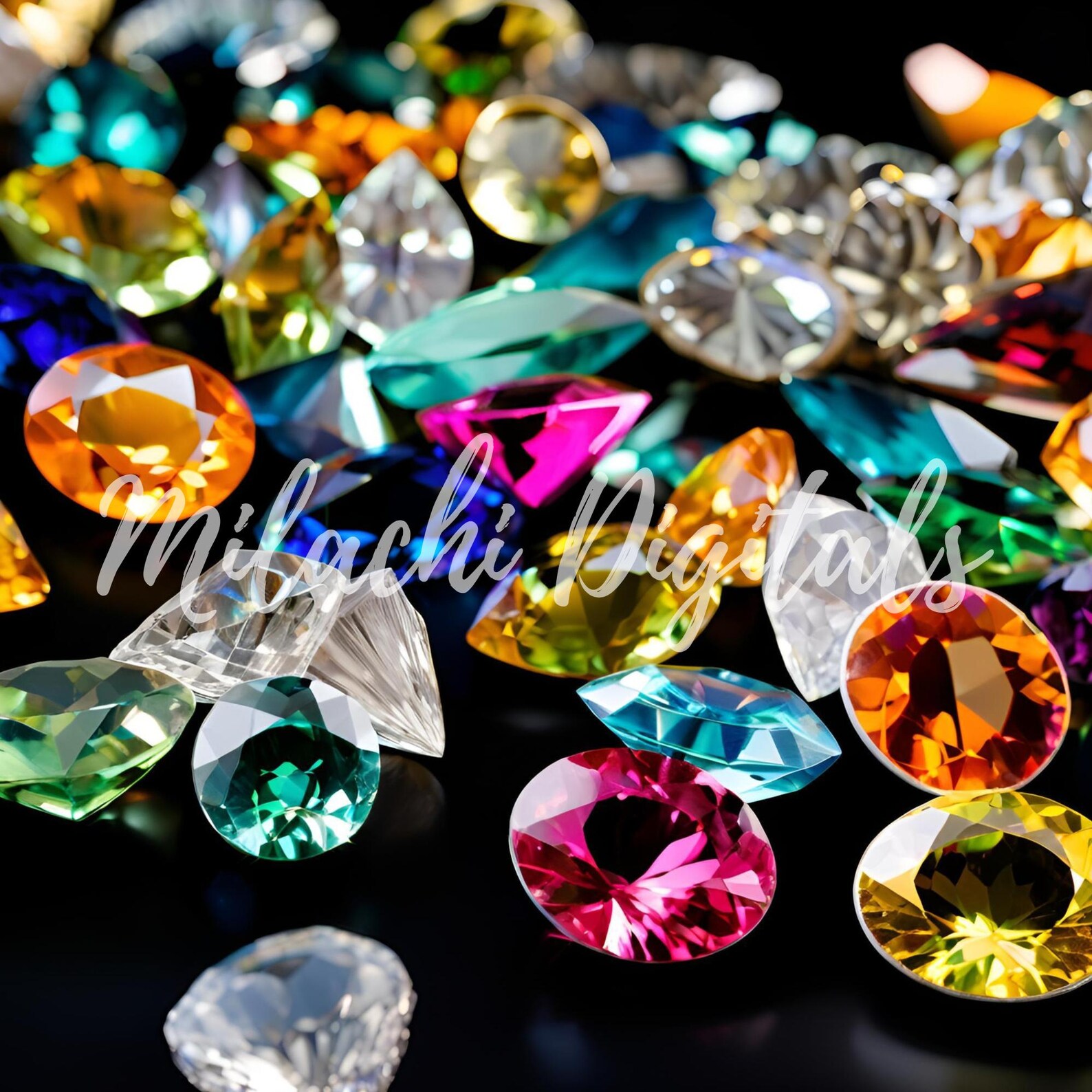 Colorful Gemstone Digital Paper, Gemstone Backgrounds, Junk Journal ...