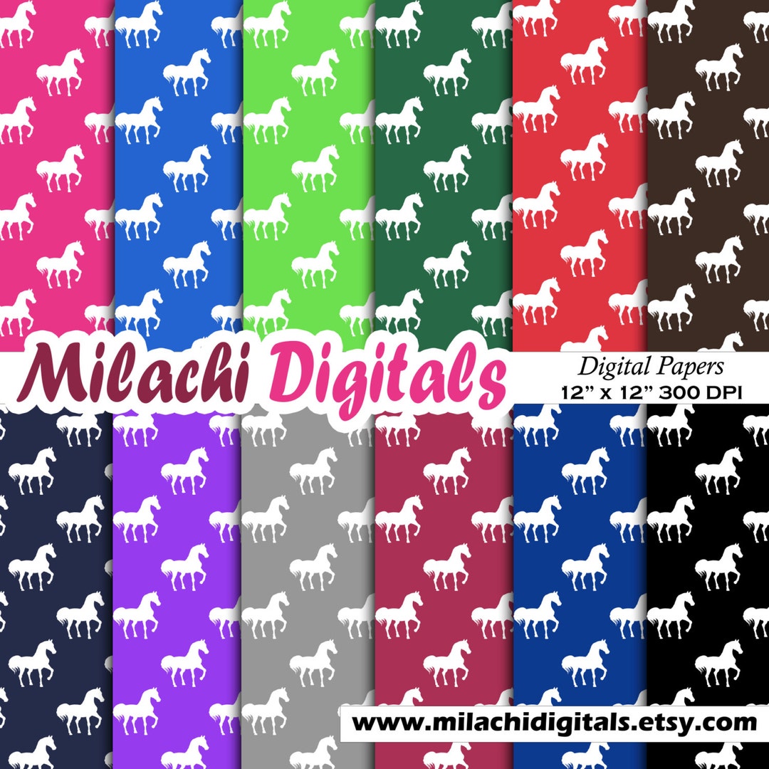 Horse Digital Paper, Pony Digital Paper, White Horses, Instant Download ...