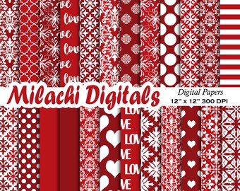 Valentine's Day Digital Paper Love Scrapbook Paper - Etsy