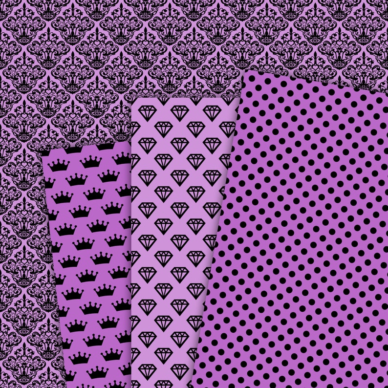 Purple and Black Digital Paper Printable Scrapbook Paper - Etsy
