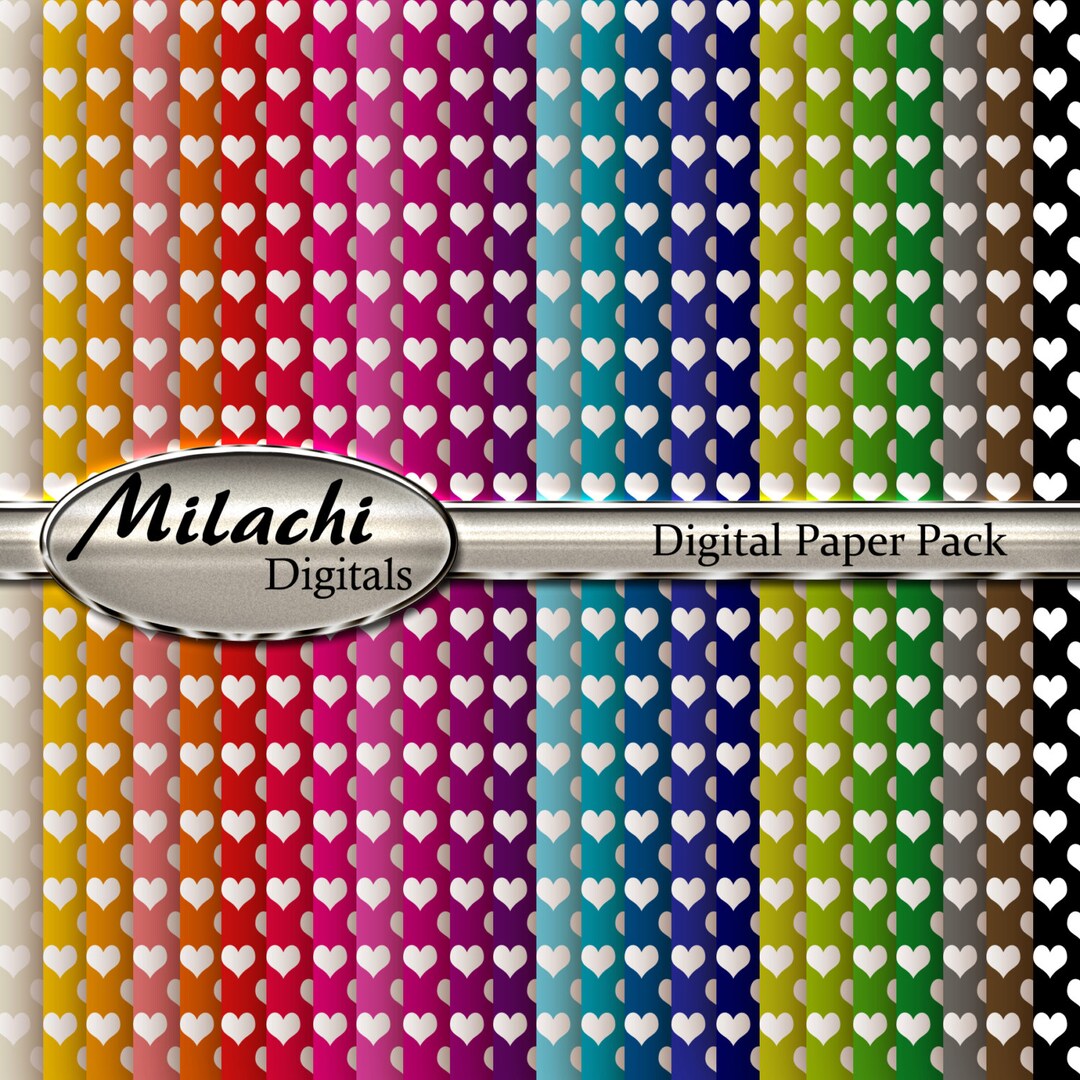 Rainbow Hearts Digital Paper Pack - Commercial Use - Instant Download ...