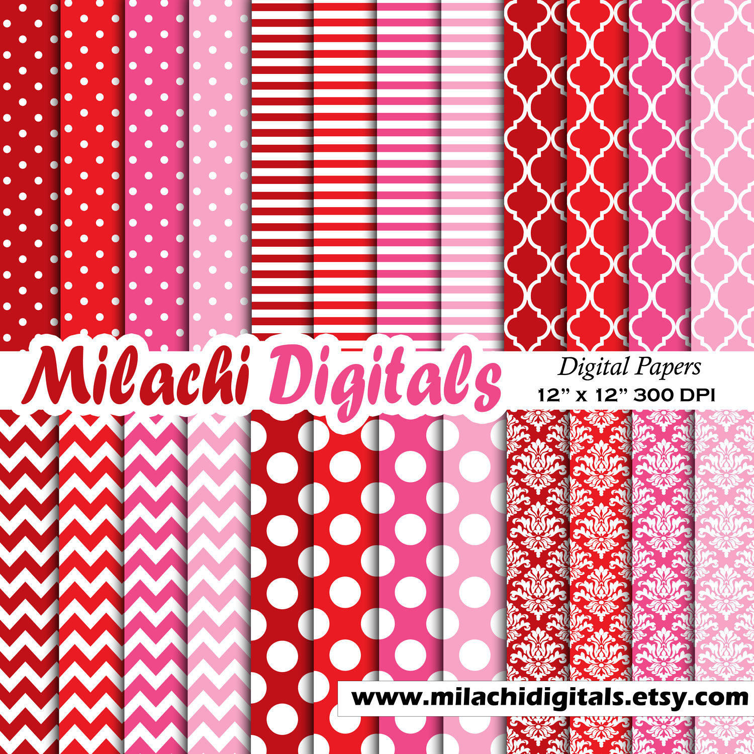 Red And Pink Chevron Background
