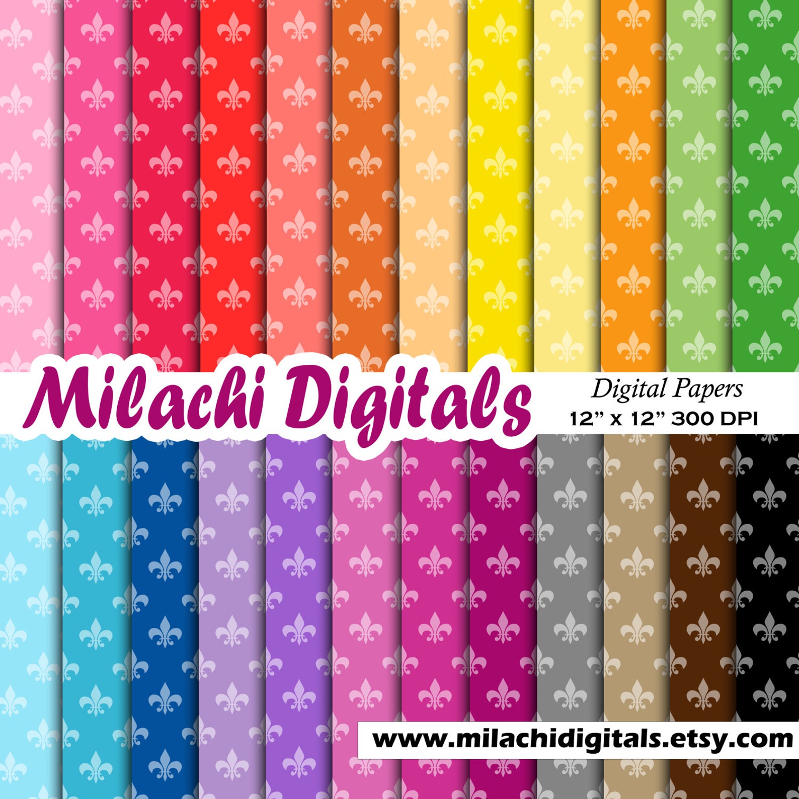 Fleur De Lis Digital Paper, Lily Scrapbook Papers, Lotus Flower ...
