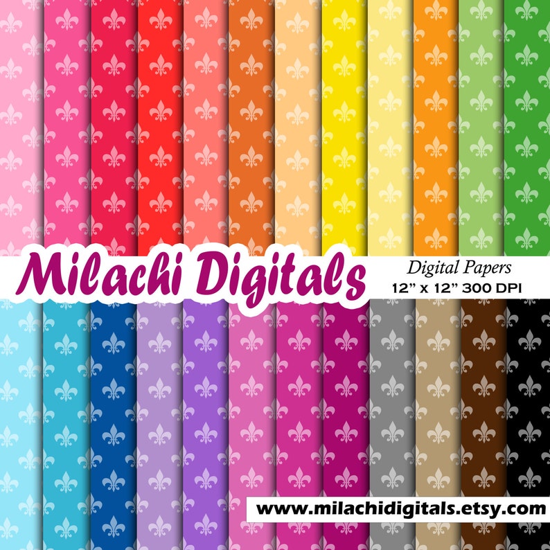 Fleur De Lis Digital Paper Lily Scrapbook Papers Lotus - Etsy